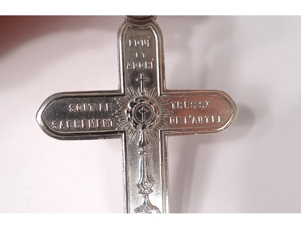 Cross of communion pendant silver solid Mane Nobiscum chalice church ...