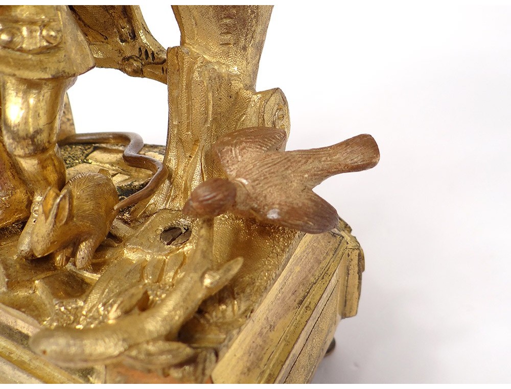 Small clock to the Golden Bronze gardener column snail rabbit clock ...