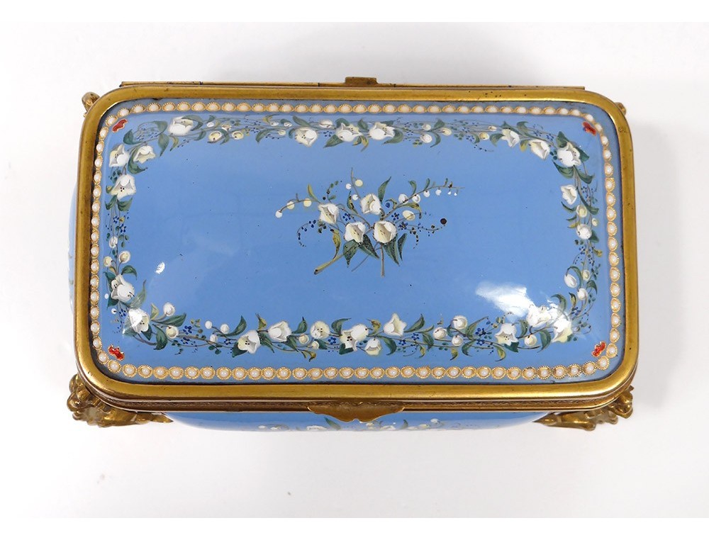 Box small enamel box Bressans pearls bronze Tahan Napoleon III nineteenth