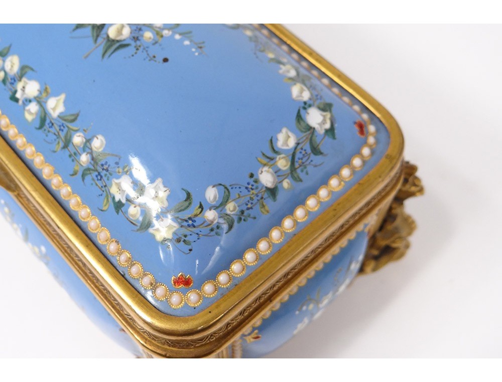 Box small enamel box Bressans pearls bronze Tahan Napoleon III nineteenth