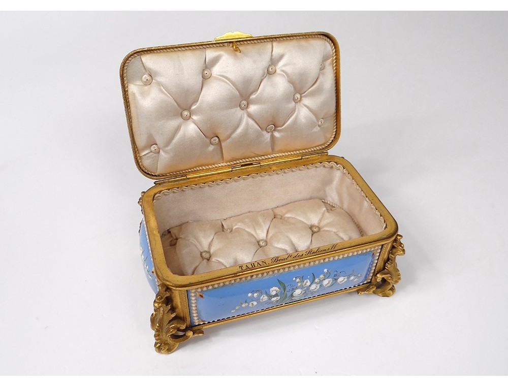 Box small enamel box Bressans pearls bronze Tahan Napoleon III nineteenth
