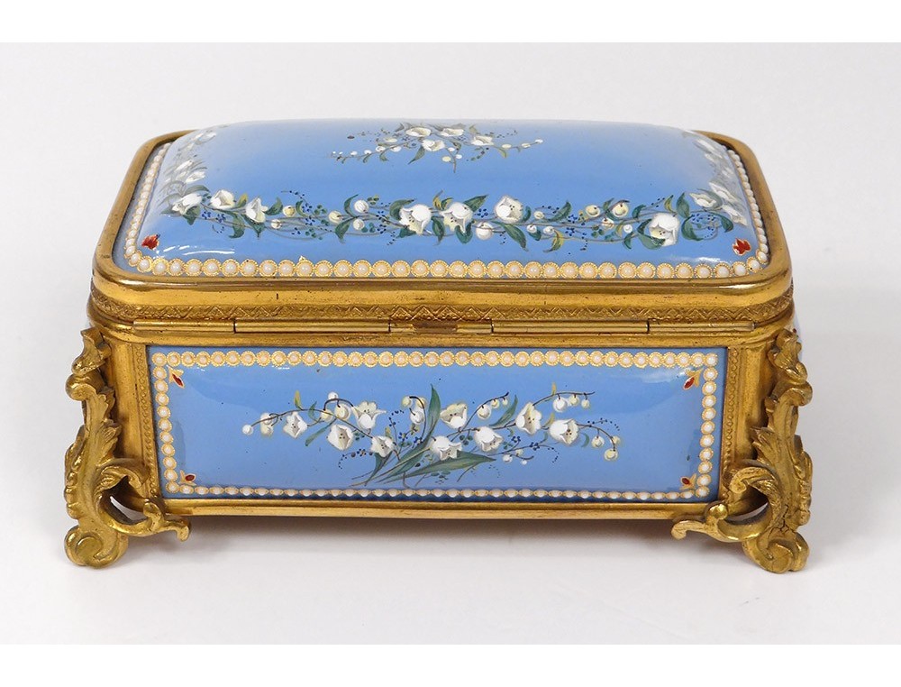 Box small enamel box Bressans pearls bronze Tahan Napoleon III nineteenth