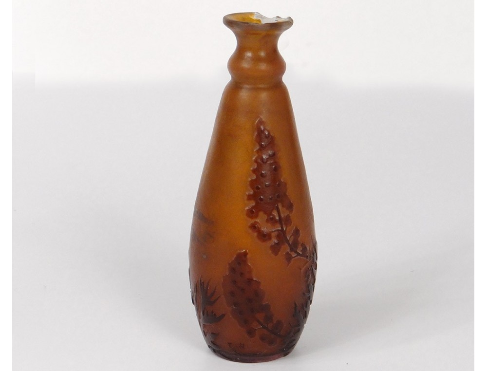 Small vase soliflore paste glass Gallé fern delphinium Art Nouveau XIXth