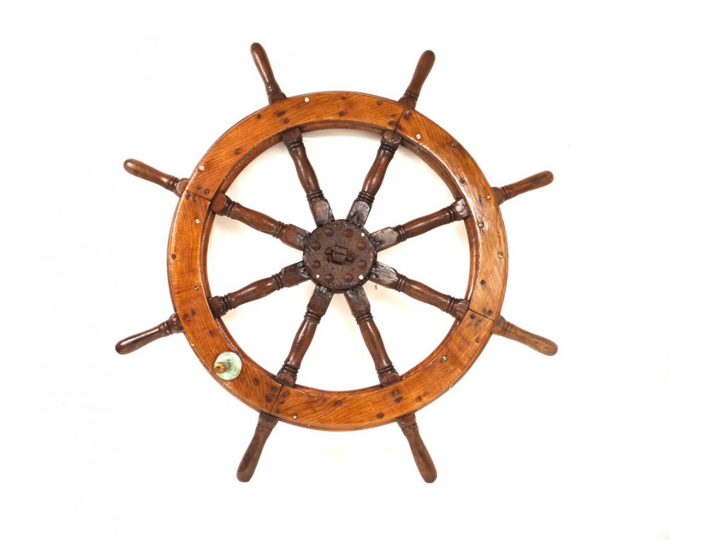Antique wooden boat wheel bar antique french boat nineteenth century
