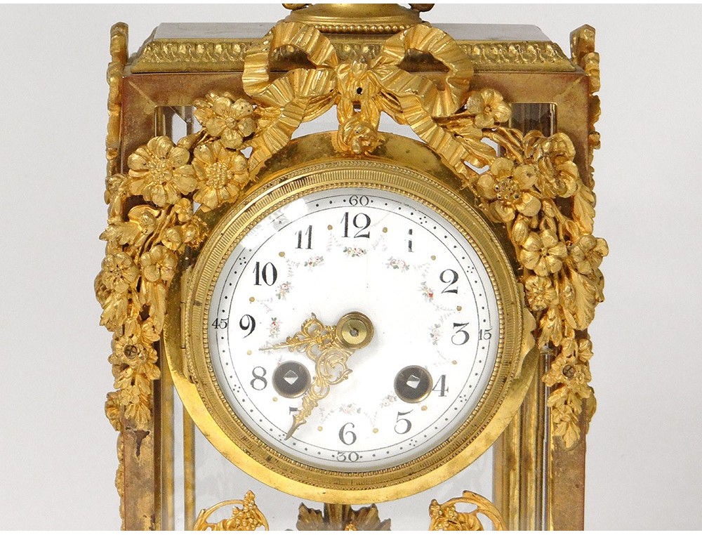 Pendulum Louis XVI gilt bronze white marble clock Napoleon III nineteenth
