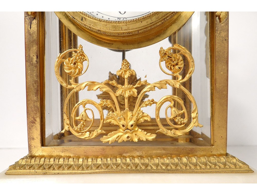 Pendulum Louis XVI gilt bronze white marble clock Napoleon III nineteenth