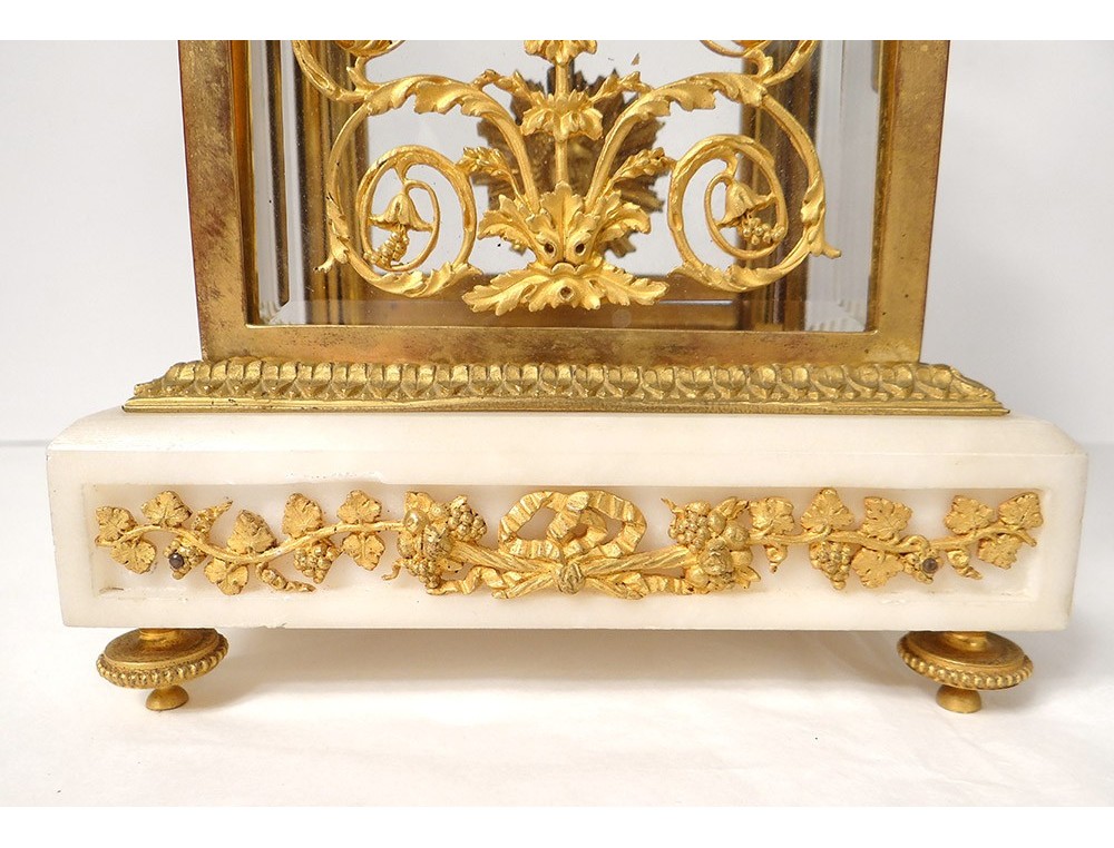 Pendulum Louis XVI gilt bronze white marble clock Napoleon III nineteenth