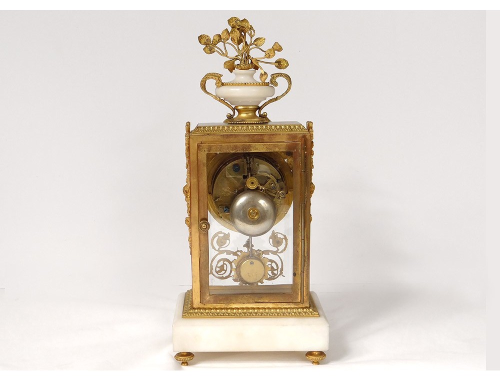 Pendulum Louis XVI gilt bronze white marble clock Napoleon III nineteenth
