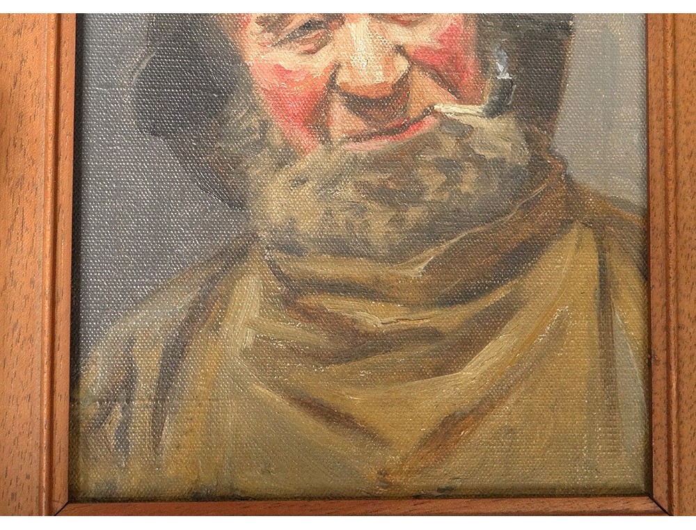 Pair HST paintings Charles Roussel portraits fishermen North France ...