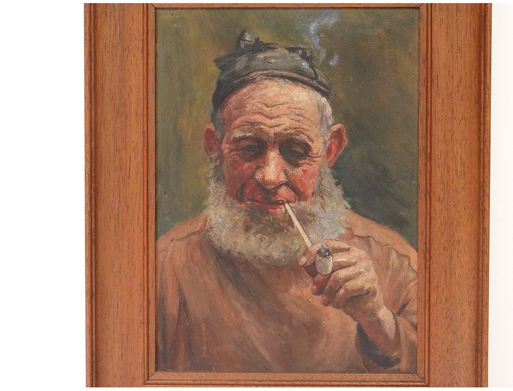 Pair HST paintings Charles Roussel portraits fishermen North France ...