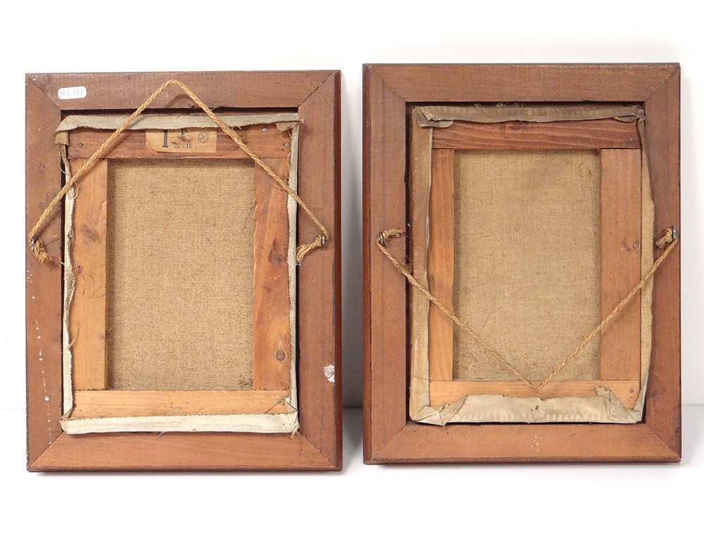 Pair HST paintings Charles Roussel portraits fishermen North France ...