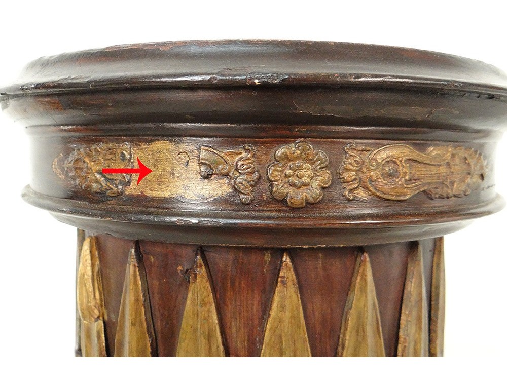 Decorative column stele wood stained stucco Directoire column ...