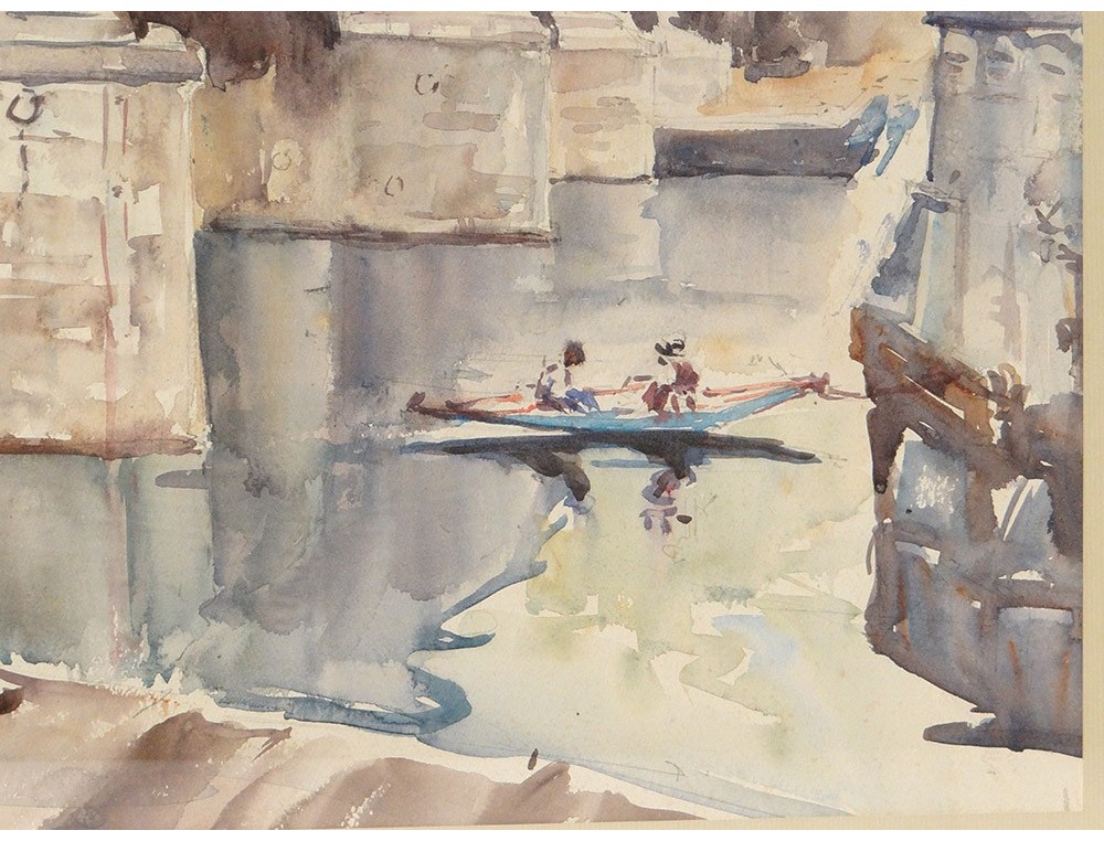 Watercolor Andrée Michel view Pont Marie Paris Ile Saint-Louis Seine ...