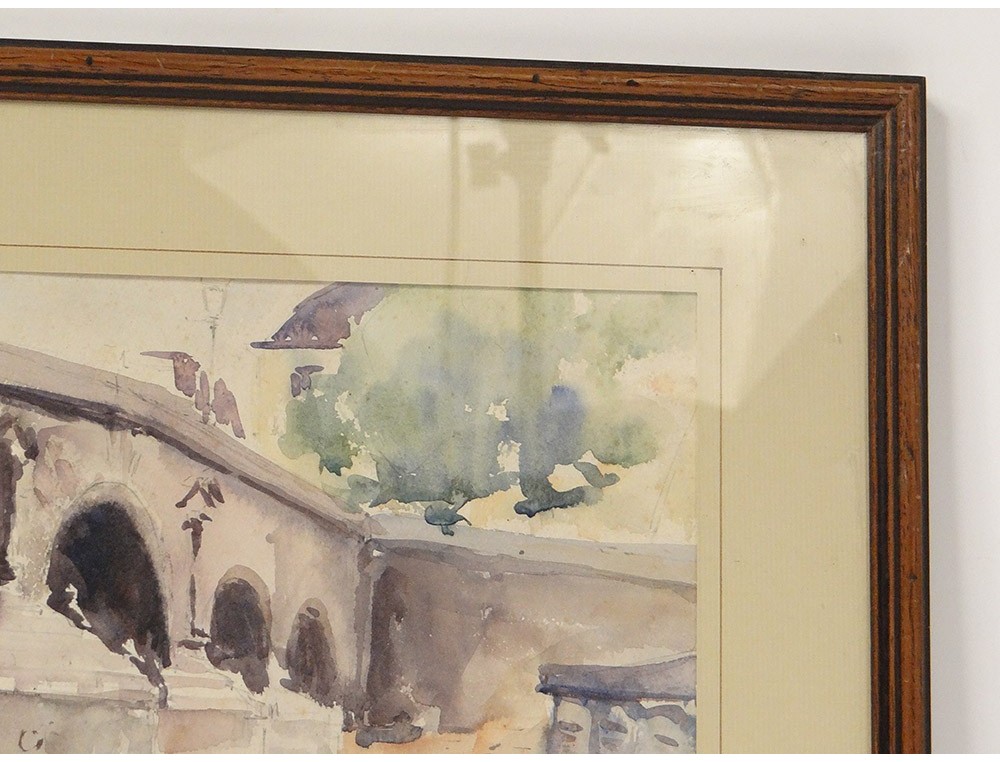 Watercolor Andrée Michel view Pont Marie Paris Ile Saint-Louis Seine ...