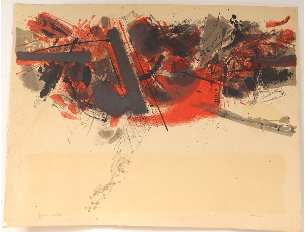 Lithography John Levee abstract composition Proof Artist Van Leyden