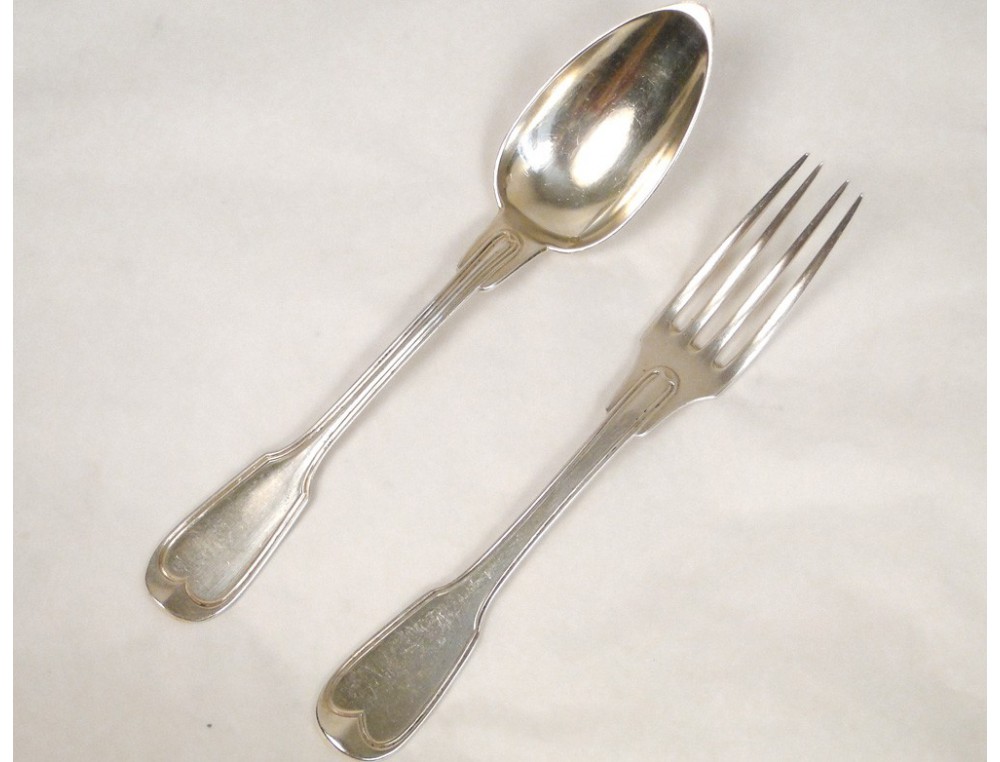 Lot of sterling silver flatware, punch Minerva, XIX