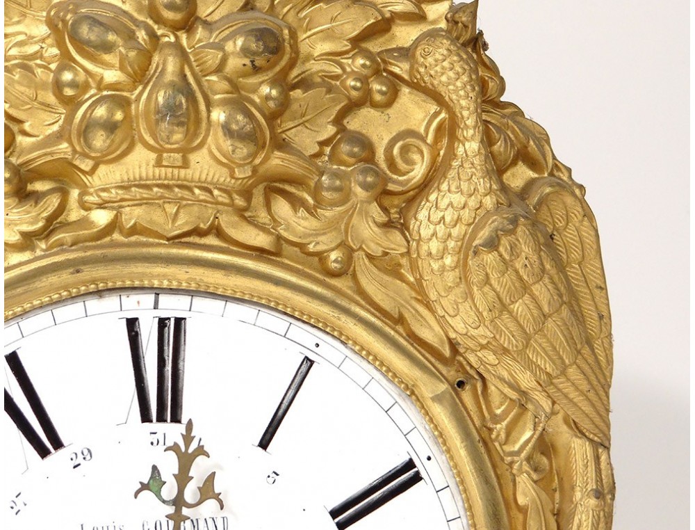 Movement clock comtoise balance automaton brass gilded birds nineteenth