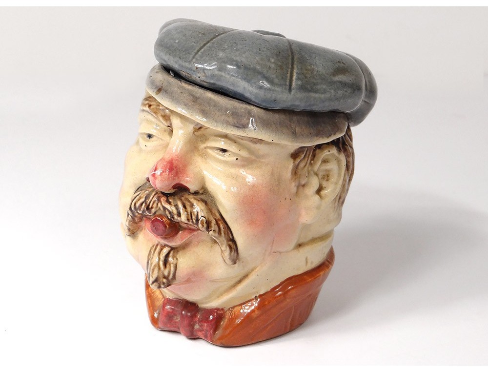 Tobacco man smoking pot head cigar Thulin Belgium XIXth century