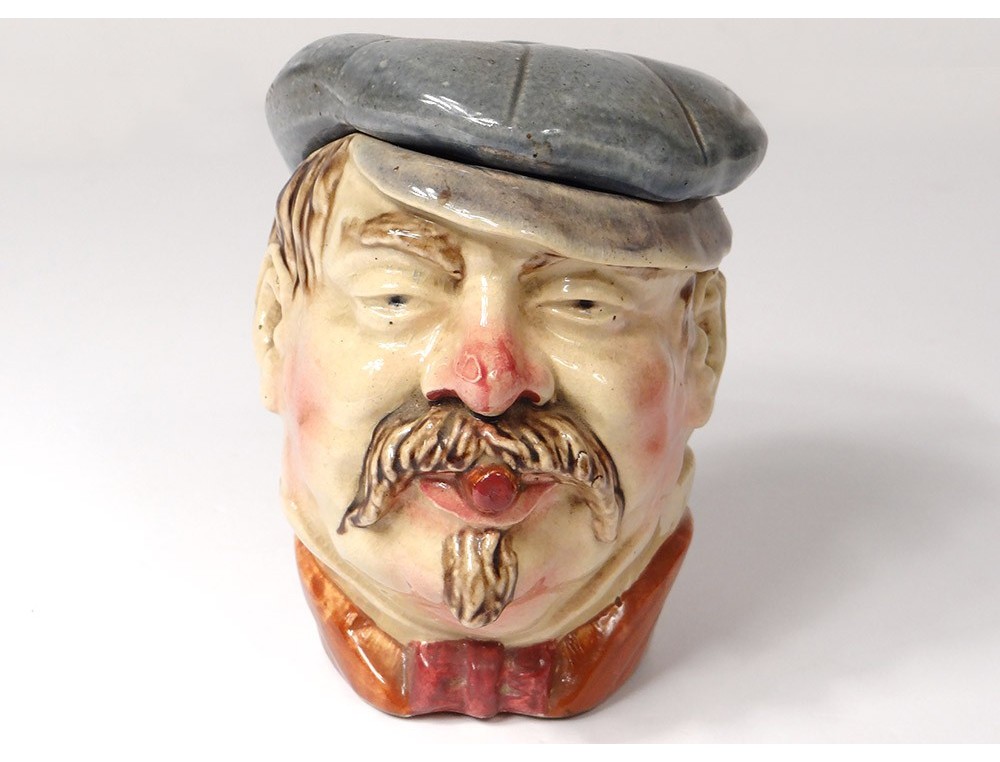 Tobacco man smoking pot head cigar Thulin Belgium XIXth century