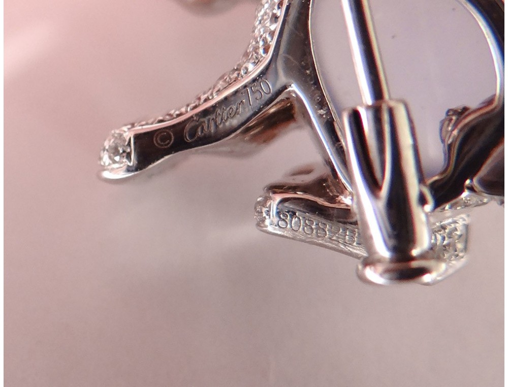 Brooch Brooch Cartier Chalcedony Onyx diamonds white gold 12,65gr boxed ...