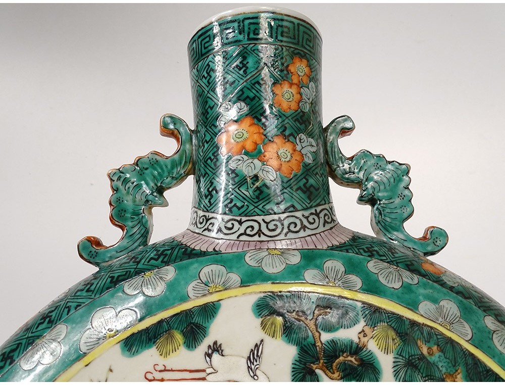 Large Chinese porcelain gourd Famille Verte Seven Sages XVIIIth Garden