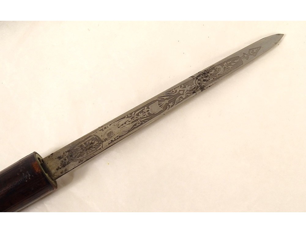 Dagger sword cane with pommel system 6 faces silvered bronze XIXth