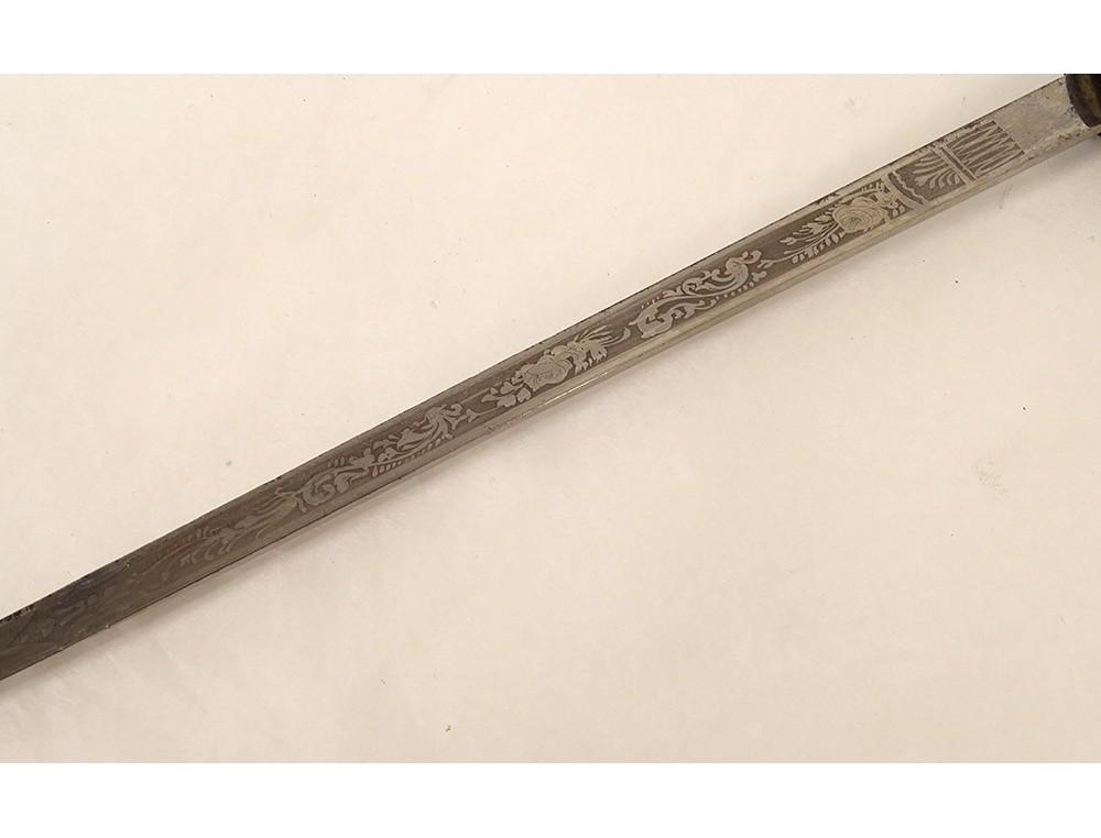 Dagger sword cane with pommel system 6 faces silvered bronze XIXth