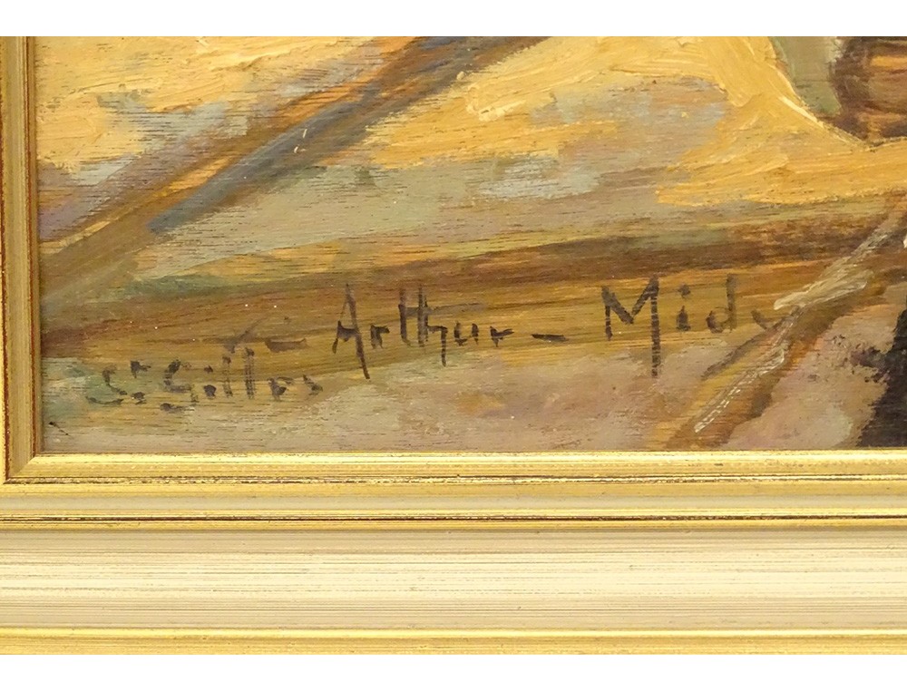 HSP painting Arthur Midy fair market Saint-Gilles Brittany Breton XXth