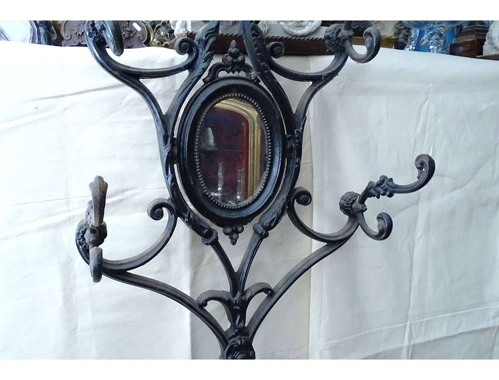 Large cast iron coat rack Corneau Charleville Art Nouveau XIXth