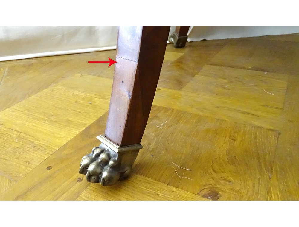 Pedestal table tripod mahogany veneer blue marble flowered Restoration ...