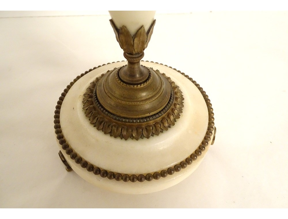 Pair Louis XVI candlesticks gilt bronze white marble candlesticks ...