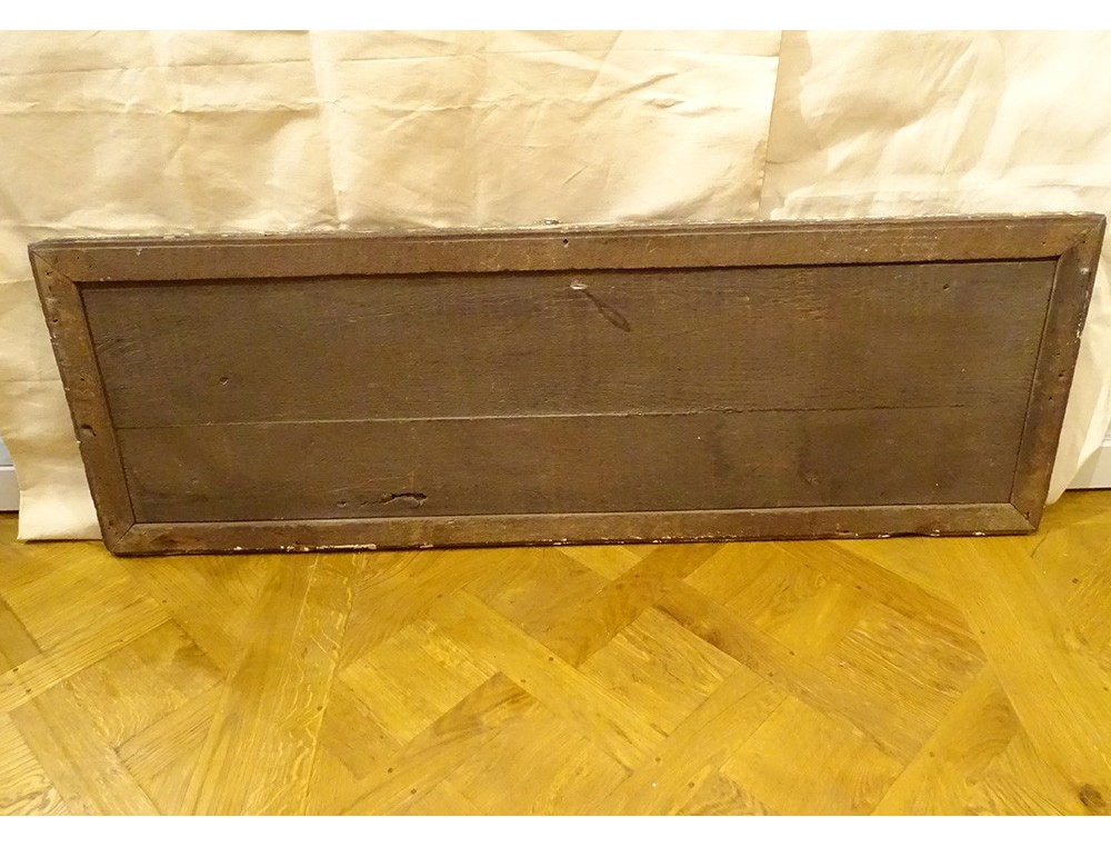 Large decorative panel carved polychrome gilded oak acanthus XVIII