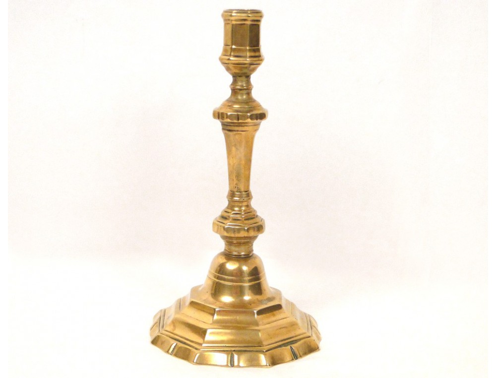 Louis XIV gilt bronze candlestick canted 18th