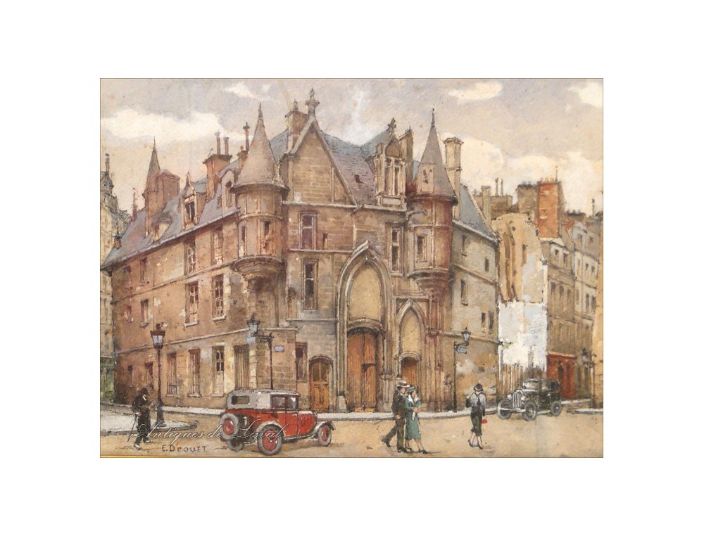 Animated watercolor Hotel de Sens Belle Epoque Paris Bibliothèque ...