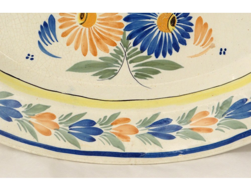 Plat Henriot Quimper faïence fleurs antique french XXème siècle
