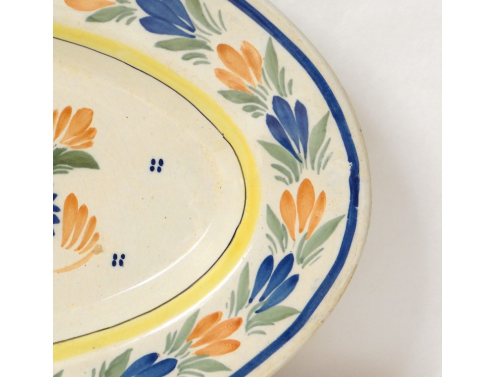 Plat Henriot Quimper faïence fleurs antique french XXème siècle
