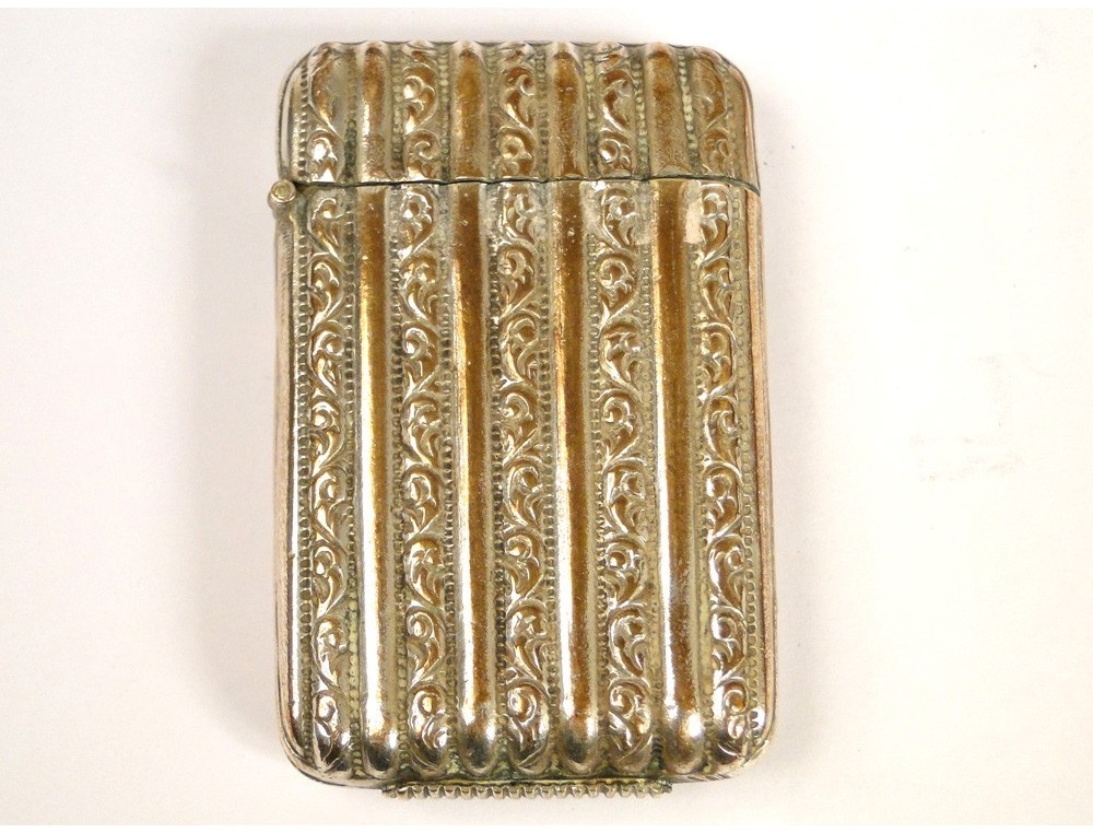 Porte-allumettes pyrogène métal argenté et doré, à décor de feuillage ...