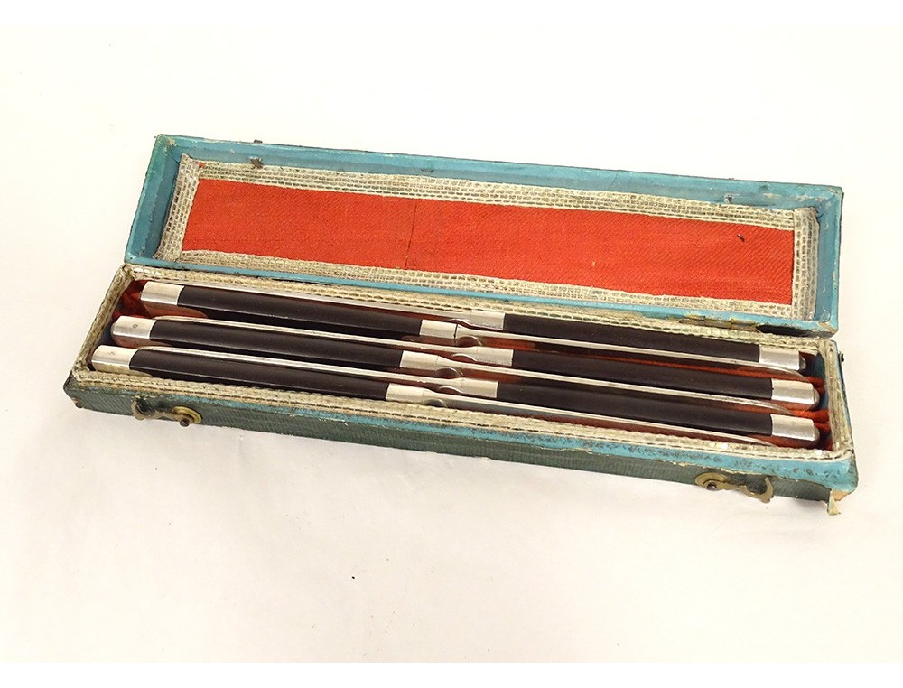 6 solid silver dessert knives Old Man ebony handle 19th century box