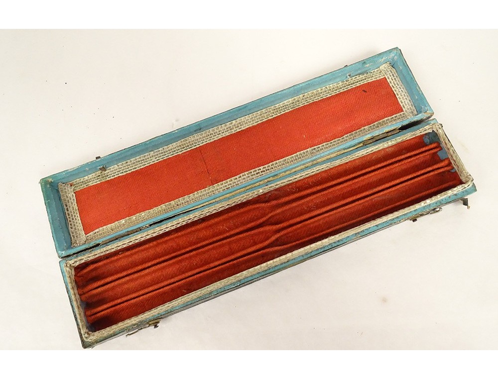 6 solid silver dessert knives Old Man ebony handle 19th century box