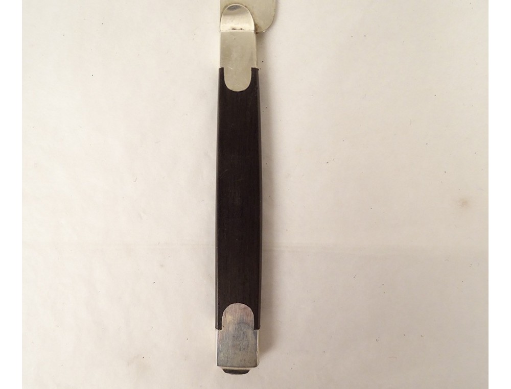 6 solid silver dessert knives Old Man ebony handle 19th century box