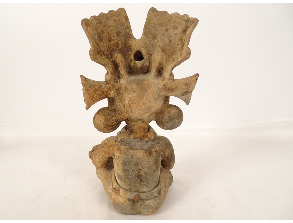 Fragment pre-Columbian sculpture man head Tumaco La Tolita terracotta