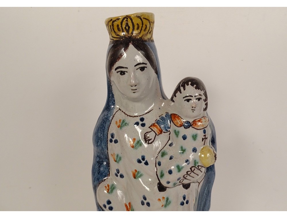 Statuette Virgin giving birth Saint Mary earthenware Quimper Child ...