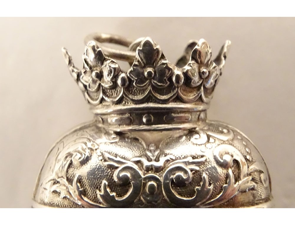 Reliquary heart pendant box, crowned silver, Augsburg, Germany, 19th ...