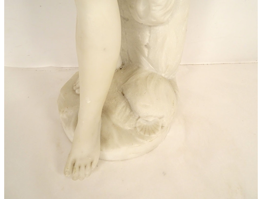 Carrara marble statue of a bathing nymph by Falconet Battiglia, 19th ...