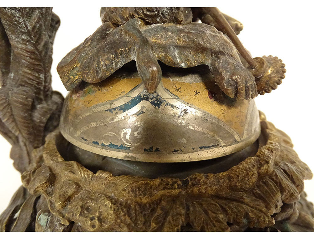 Bronze table bell with American Indian character and palm tree, late ...