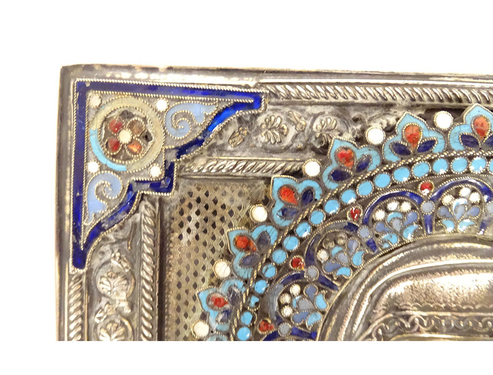 Russian Orthodox icon of the Virgin and Child of Kazan, silver ...