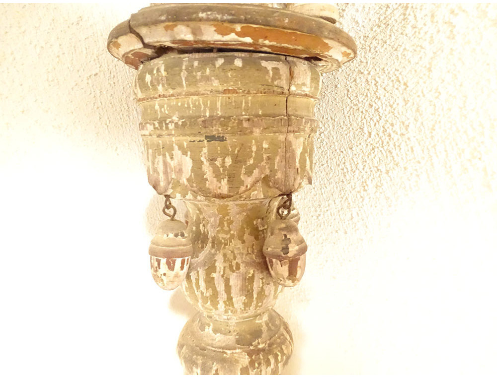 2 processional staffs, confraternity, painted, carved, twisted wood ...