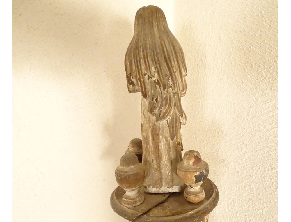 2 processional staffs, confraternity, painted, carved, twisted wood ...