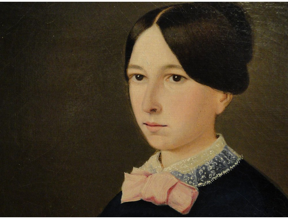 HST, Portrait of a naive aristocrat in a gilt frame, nineteenth