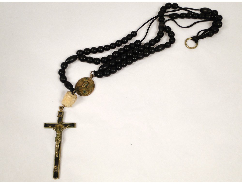 Rosary Rosary Crucifix Wood Cross Christ ebony St. Vincent de Paul, XIX